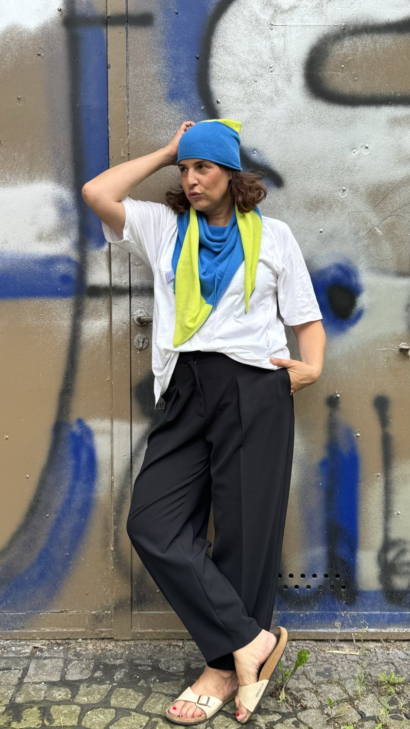 Allwetter-Beanie blau/grün – fra)uu(hlig